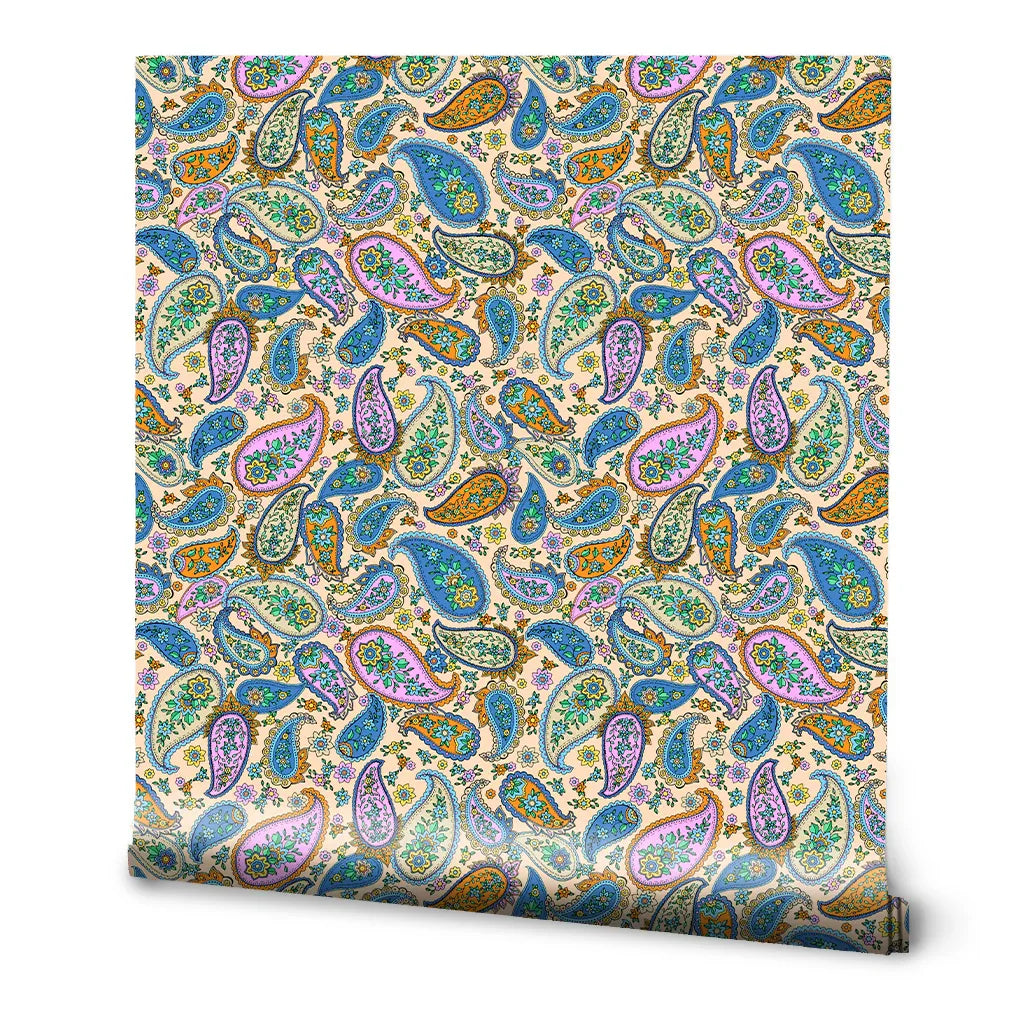 Multicolor Traditional Paisley Wallpaper | Boteh Motif